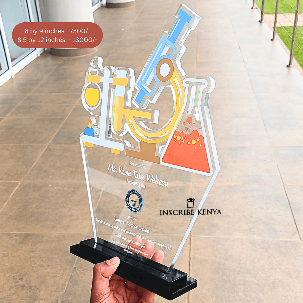Science Lab Theme acrylic award trophy – InscribedGiftsKe