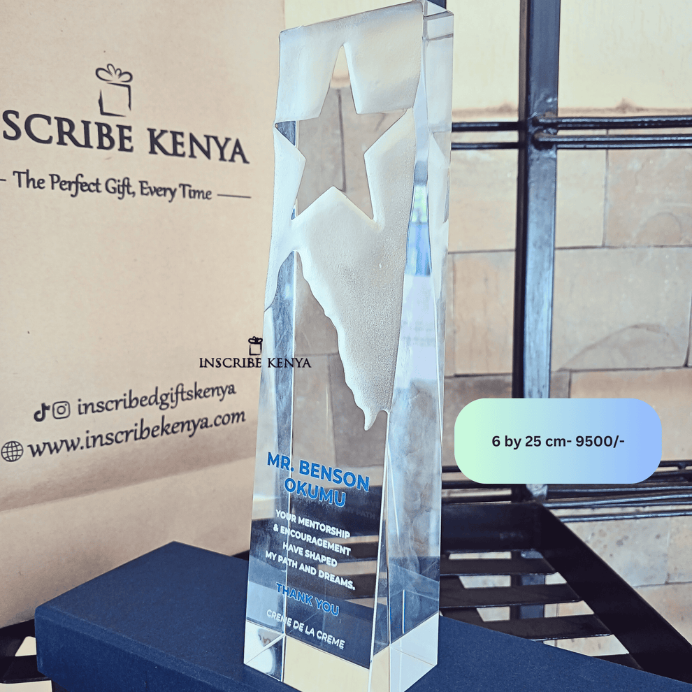 Glass / Crystal Tower Star Award Trophy – InscribedGiftsKe
