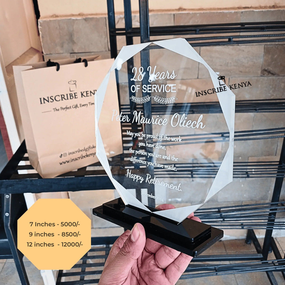 Acrylic Octagon Award Trophy. – InscribedGiftsKe