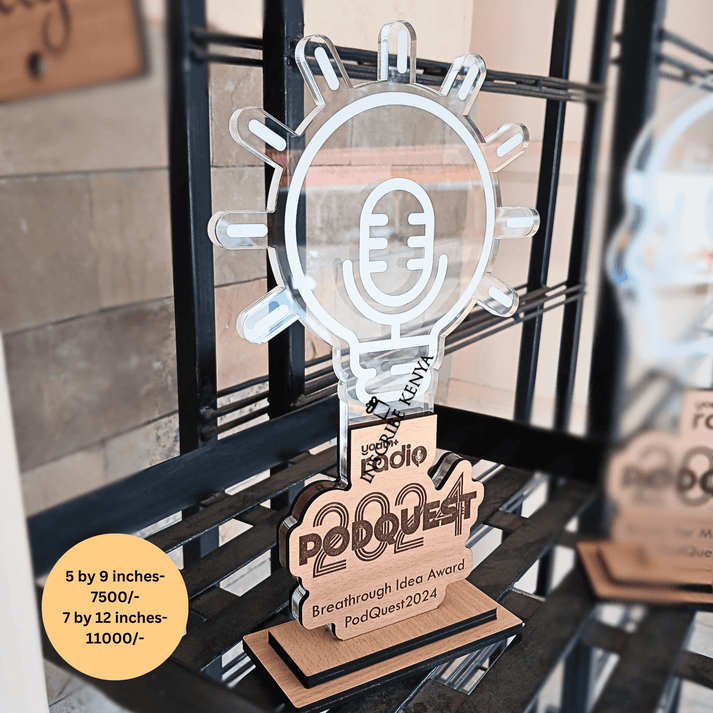 Bulb Shaped Radio Podquest Award Trophy. – InscribedGiftsKe
