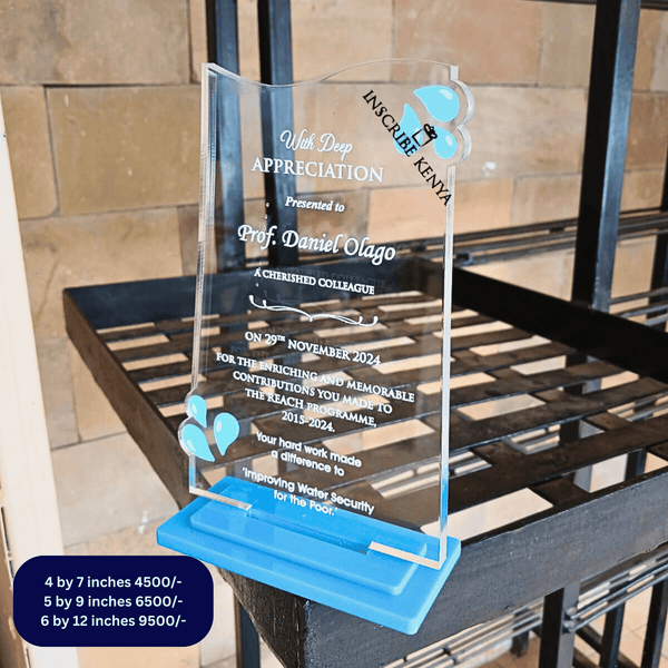 Acrylic Water Drops Award Trophy. – InscribedGiftsKe