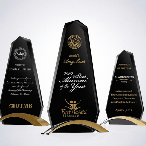 Obsidian Flame Crystal Glass Award Trophy – InscribedGiftsKe