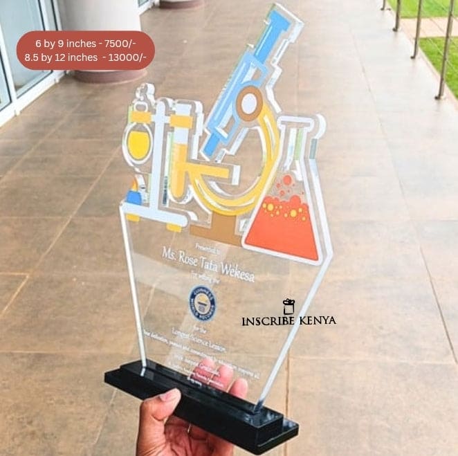 Science Lab Theme acrylic award trophy – InscribedGiftsKe
