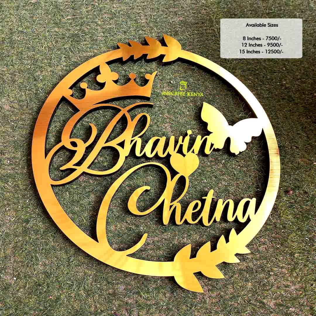 Gold Circular Nameplate Sign – InscribedGiftsKe