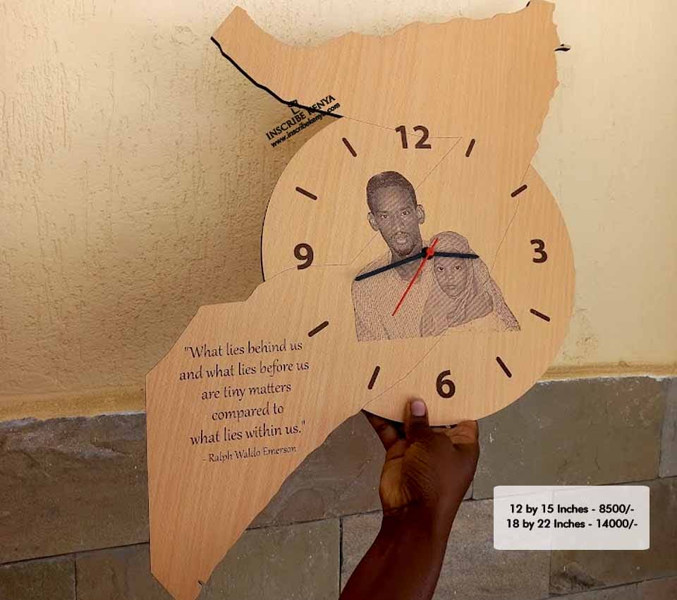 Somalia Shaped Wooden Wall Clock – InscribedGiftsKe