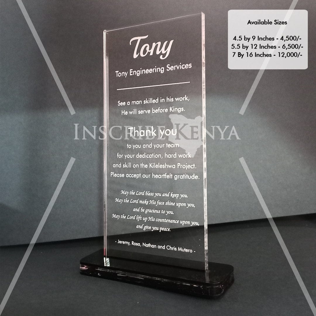 Acrylic Rectangular Award/Tophy Plaque A032 – InscribedGiftsKe